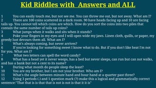 Kids Riddles with and answers for adult and ALL