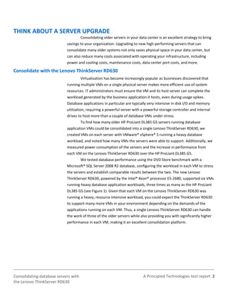 Consolidating database servers with Lenovo ThinkServer RD630 | PDF | Computing | Technology ...