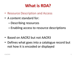 Introduction to RDA | PPT
