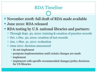 RDA (Resource Description & Access) | PPT