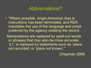 RDA as an international standard | PPT