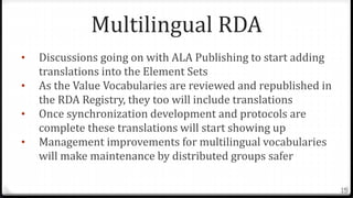 RDA as linked data (RDA Forum) | PPTX | Databases | Computer Software and Applications