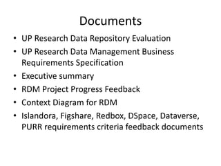Criteria and evaluation of research data repository platforms @ the ...