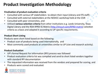 Criteria and evaluation of research data repository platforms @ the ...