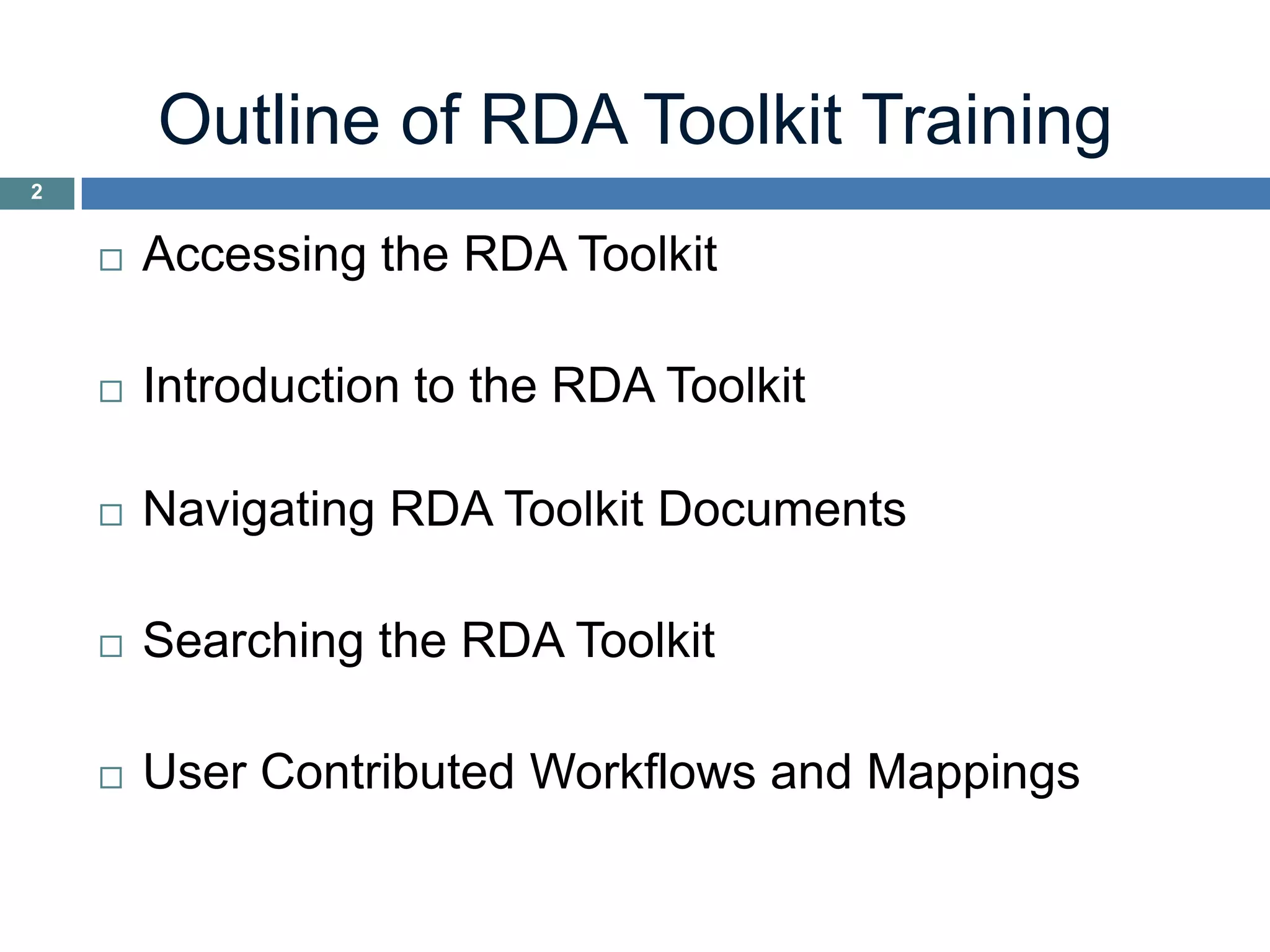 Rda Module 4: Navigating the RDA Toolkit | PPT