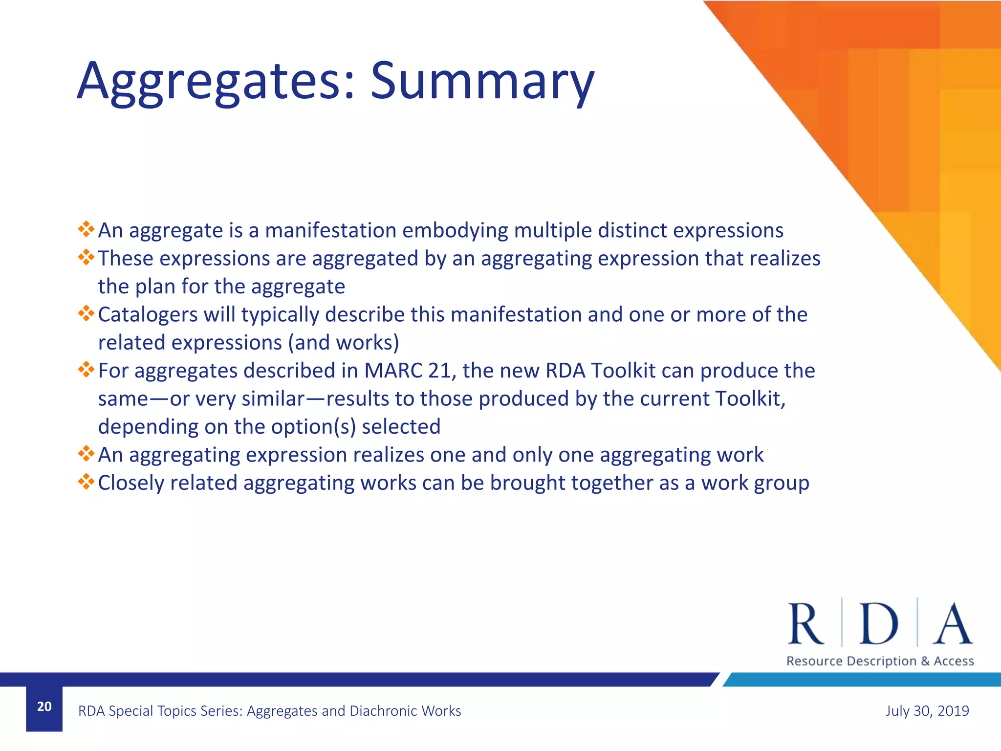 Special Topics: Aggregates and Diachronic Works | PPTX