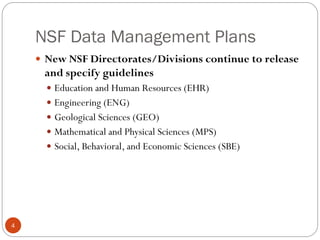 NSF Data Management Plan Case Study: UVa’s Response. | PDF