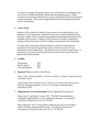 Rda seminar syllabus | DOC