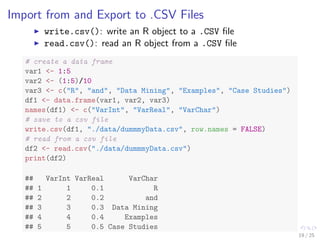 Introduction to Data Mining with R and Data Import/Export in R | PDF