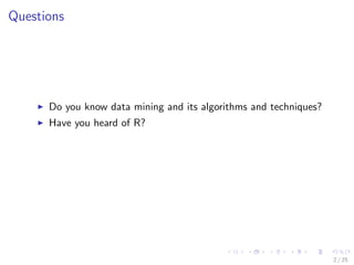 Introduction to Data Mining with R and Data Import/Export in R | PDF