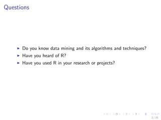 Introduction to Data Mining with R and Data Import/Export in R | PDF