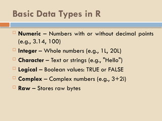 R Data Types: A Beginner’s Guide to Data in R | PPTX