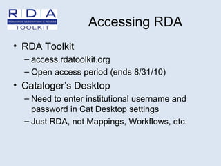 Rda Toolkit Final | PPT