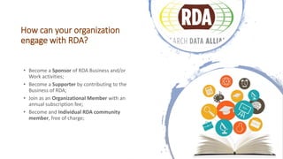 The Value of the Rda Value for Organisations Performing Research | PPT