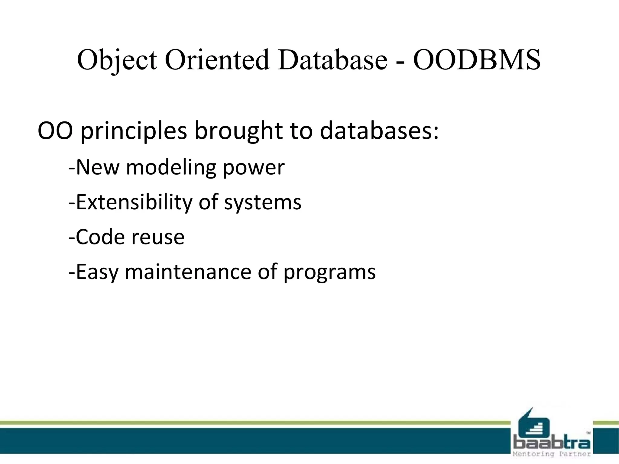 Diffrence Between Rdbms Oodbms And Ordbms Ppt Databases