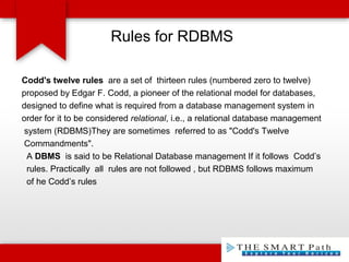 The Smartpath Information Systems | BASIC RDBMS CONCEPTS | PPT