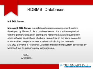 The Smartpath Information Systems | BASIC RDBMS CONCEPTS | PPT