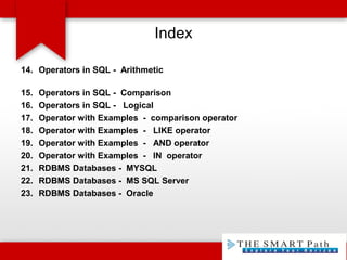 The Smartpath Information Systems | BASIC RDBMS CONCEPTS | PPT