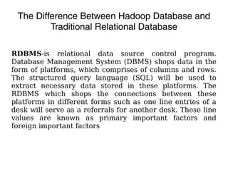 RDBMS and Hadoop | ODP