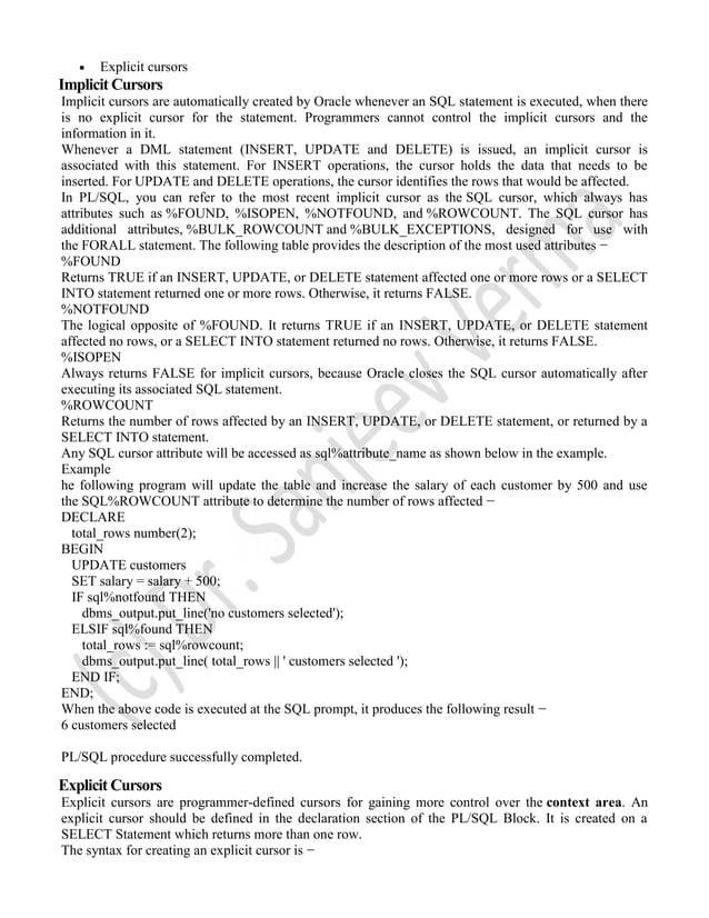 rdbms.pdf plsql database system notes for students to study | PDF ...