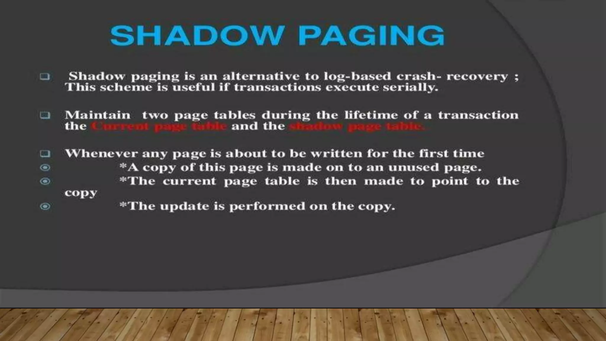 shadow paging in RDBMS | PPTX | Databases | Computer Software and ...