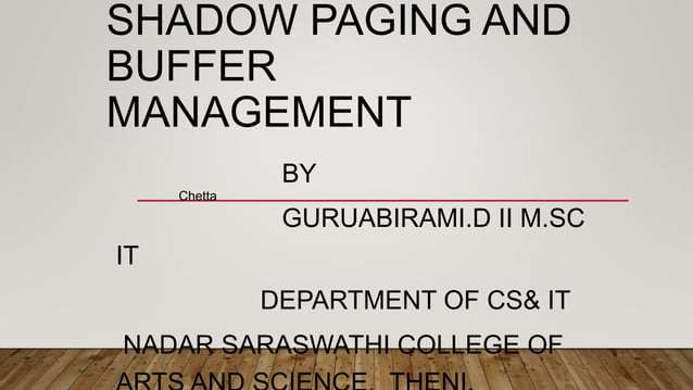 shadow paging in RDBMS | PPTX