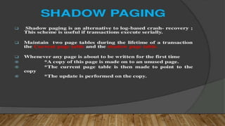 shadow paging in RDBMS | PPTX | Databases | Computer Software and ...