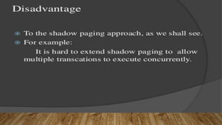 shadow paging in RDBMS | PPTX