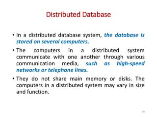 Database Models, Client-Server Architecture, Distributed Database and ...