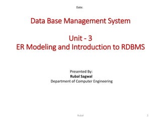 ER Modeling and Introduction to RDBMS | PPTX