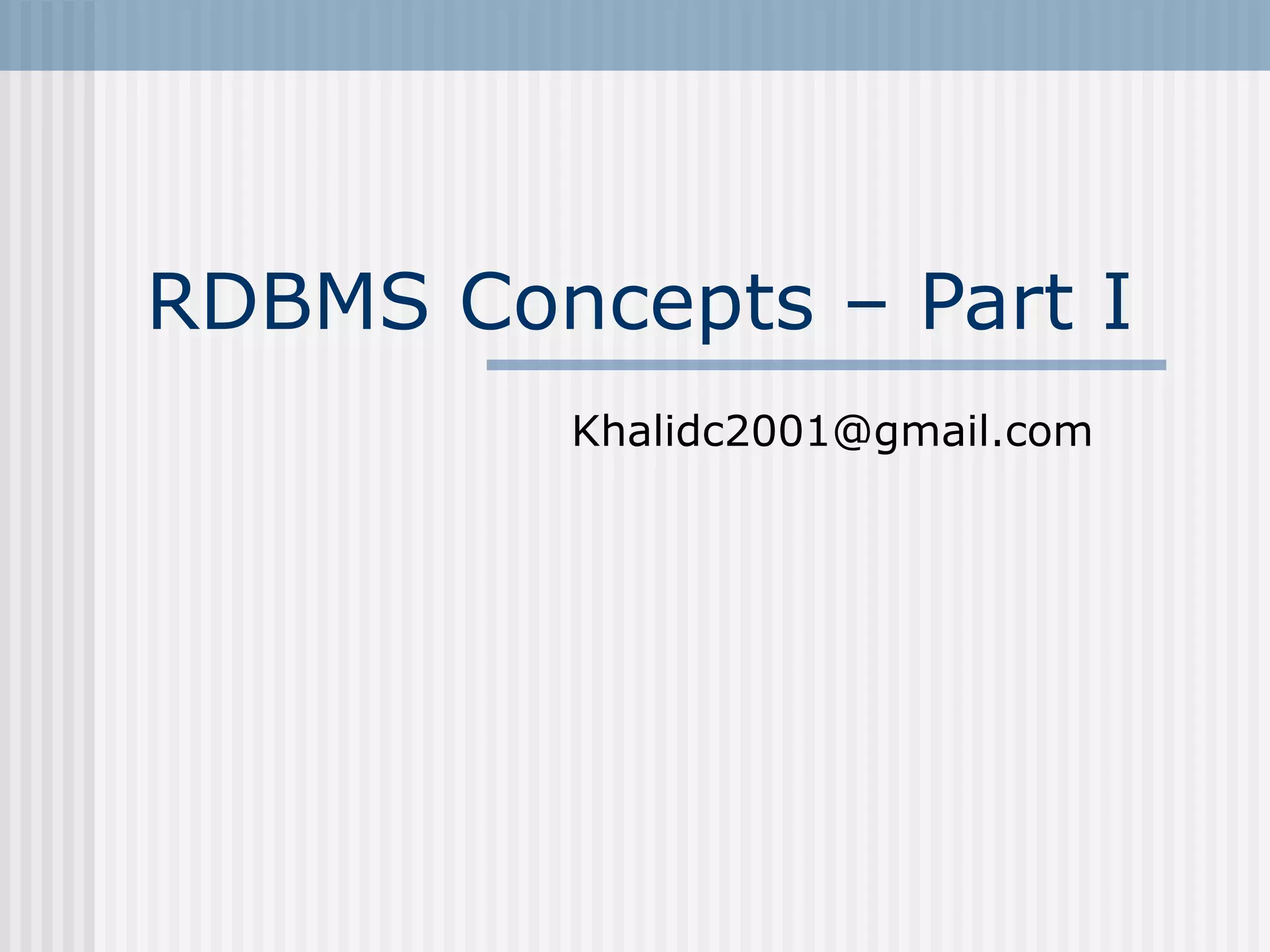 Relational Database Fundamentals Ppt
