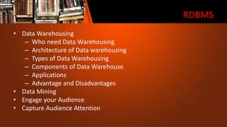 Data Mining & Data Warehousing | PPTX | Databases | Computer Software and Applications