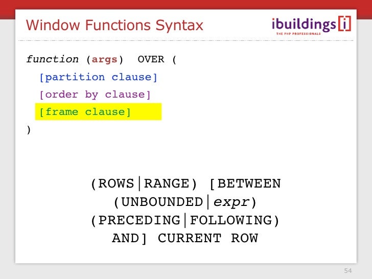 Window Functions Syntax function (args) Window Functions Syntax function (args)