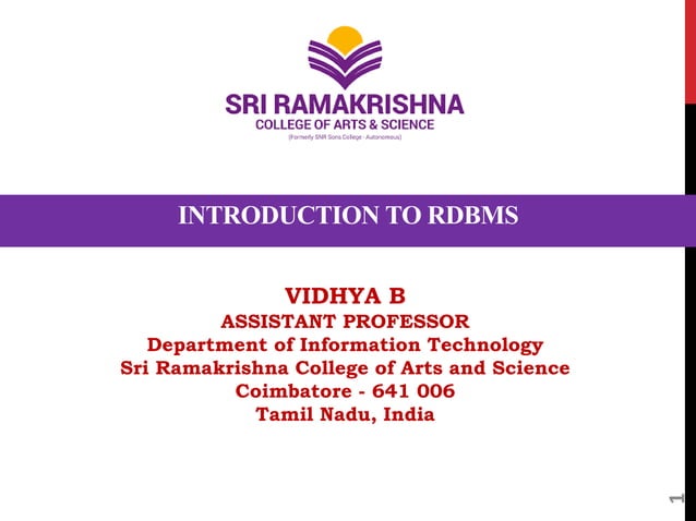 INTRODUCTION TO RDBMS | PPT