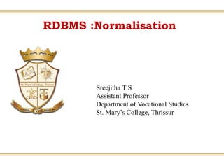 Computer Scinece:RDBMS :Normalisation | PPTX