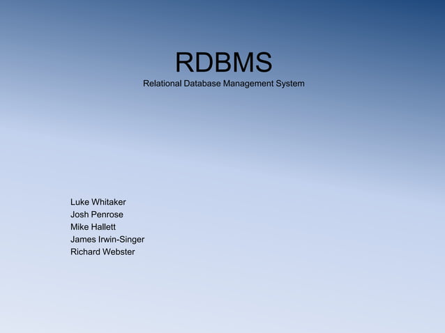Rdbms | PPTX | Databases | Computer Software and Applications