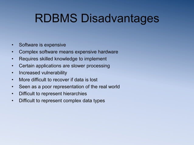 Rdbms | PPTX | Databases | Computer Software and Applications