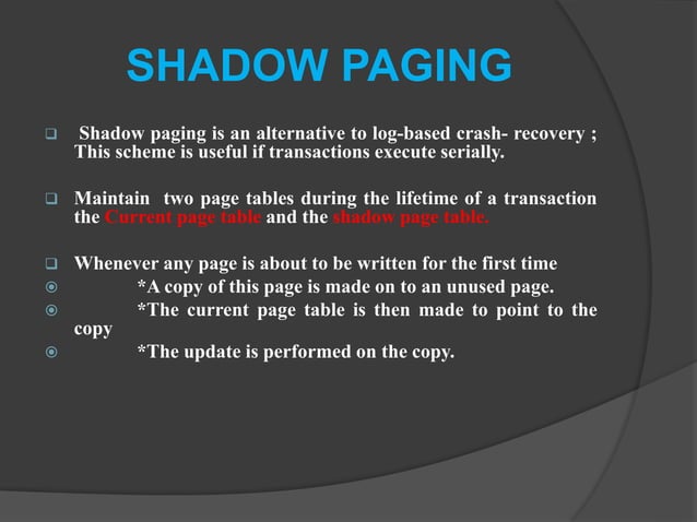 SHADOW PAGING and BUFFER MANAGEMENT | PPT