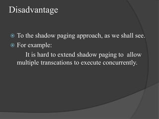 SHADOW PAGING and BUFFER MANAGEMENT | PPT