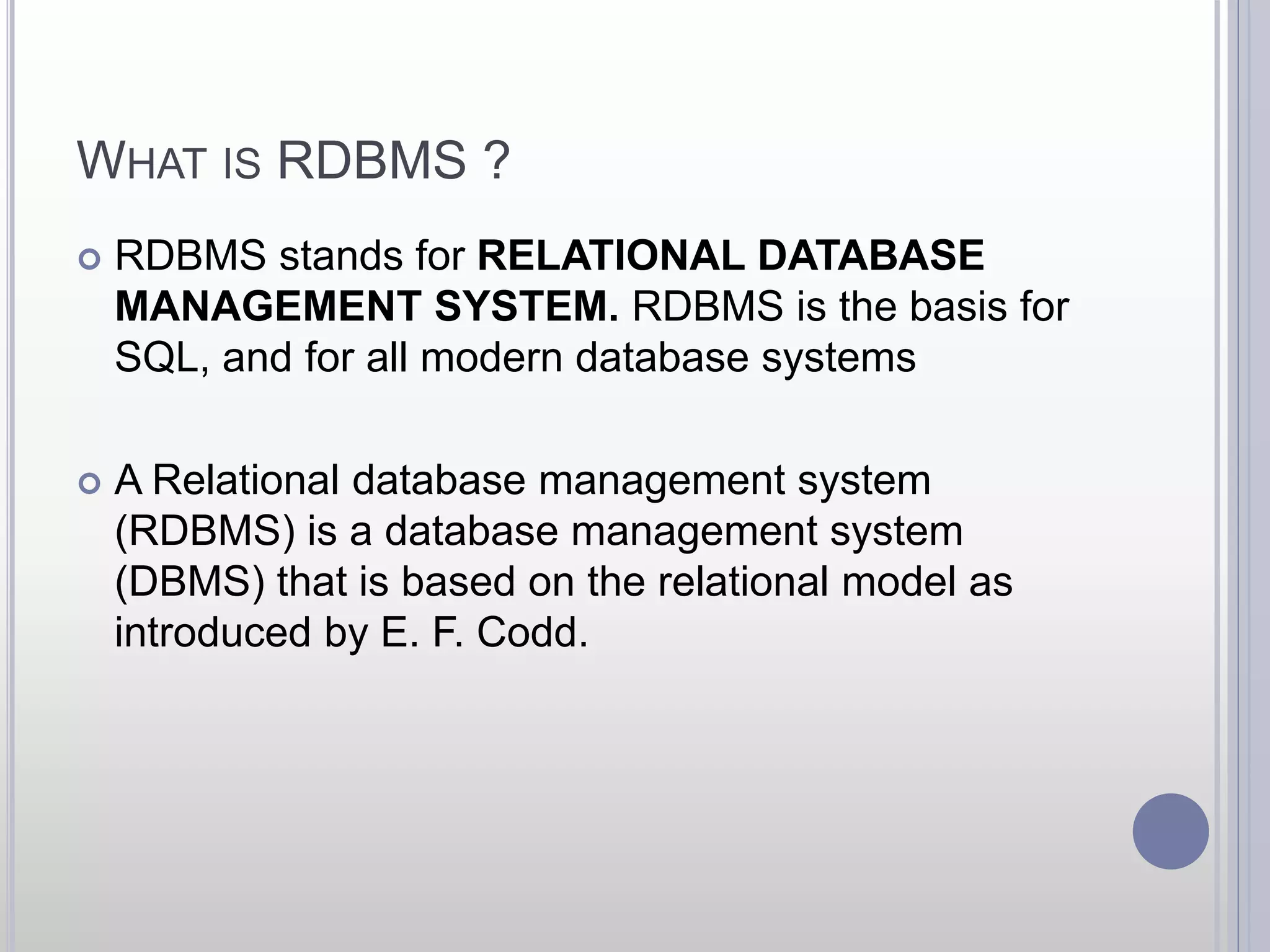 RDBMS and SQL | PPT