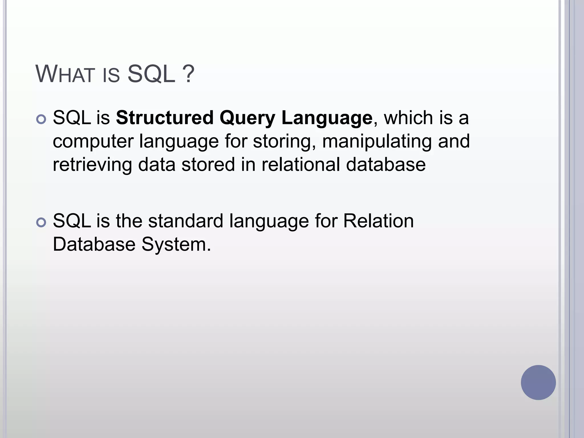 RDBMS and SQL | PPT