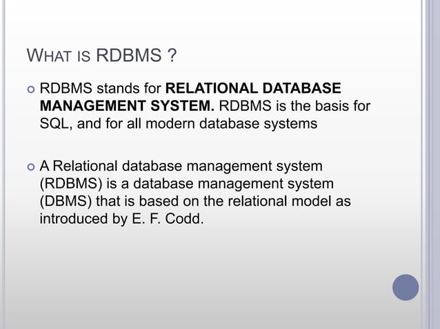 RDBMS and SQL | PPT