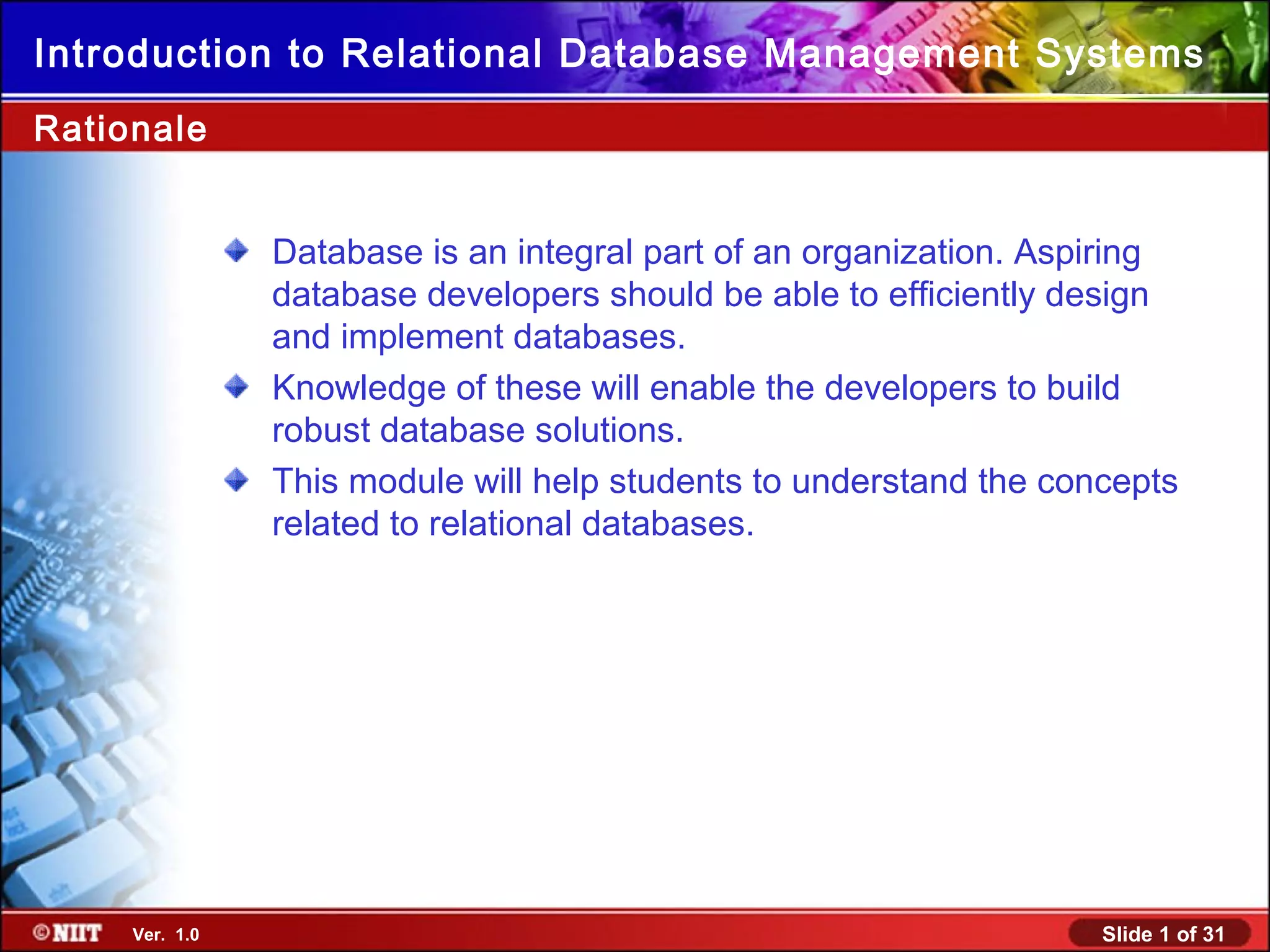 Rdbms session 01_a | PPT | Databases | Computer Software and Applications