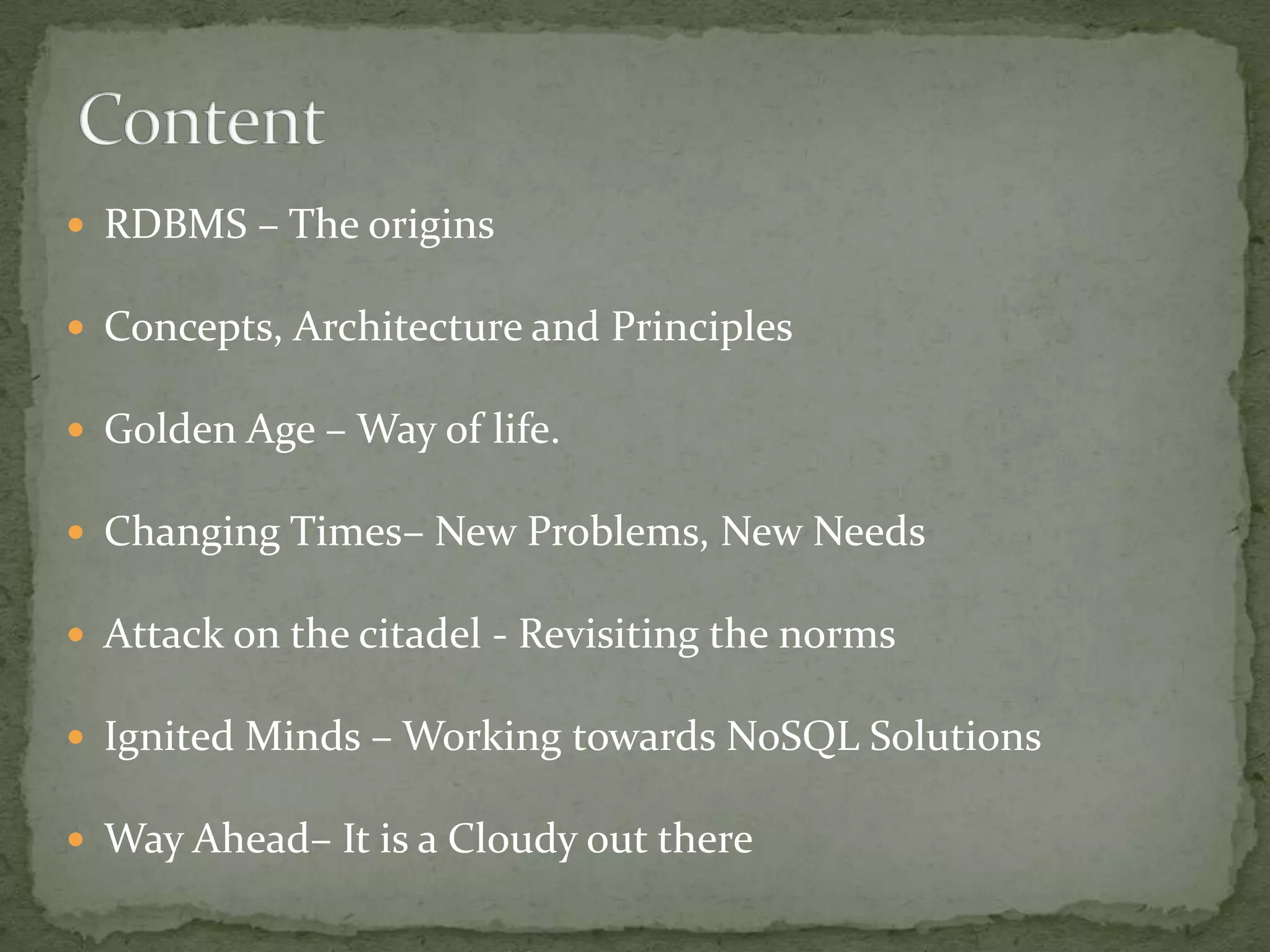 RDBMS to NoSQL. An overview. | PPTX | Databases | Computer Software and Applications