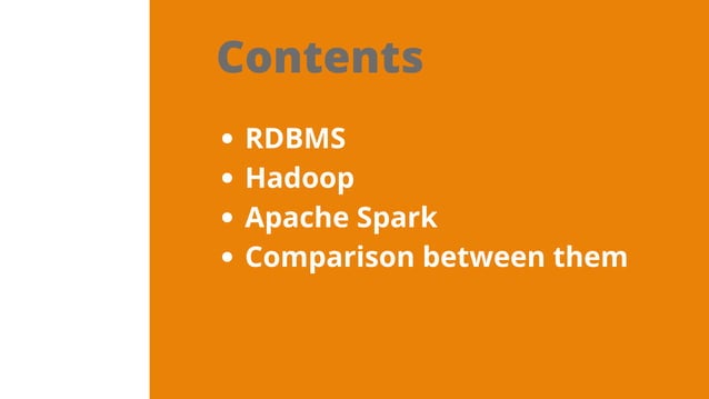 RDBMS vs Hadoop vs Spark | PDF
