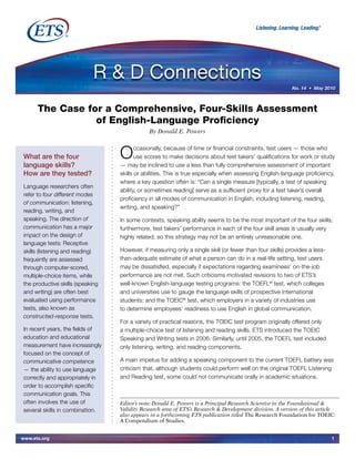 Assessing All Four English Language Skills Provides a More ...