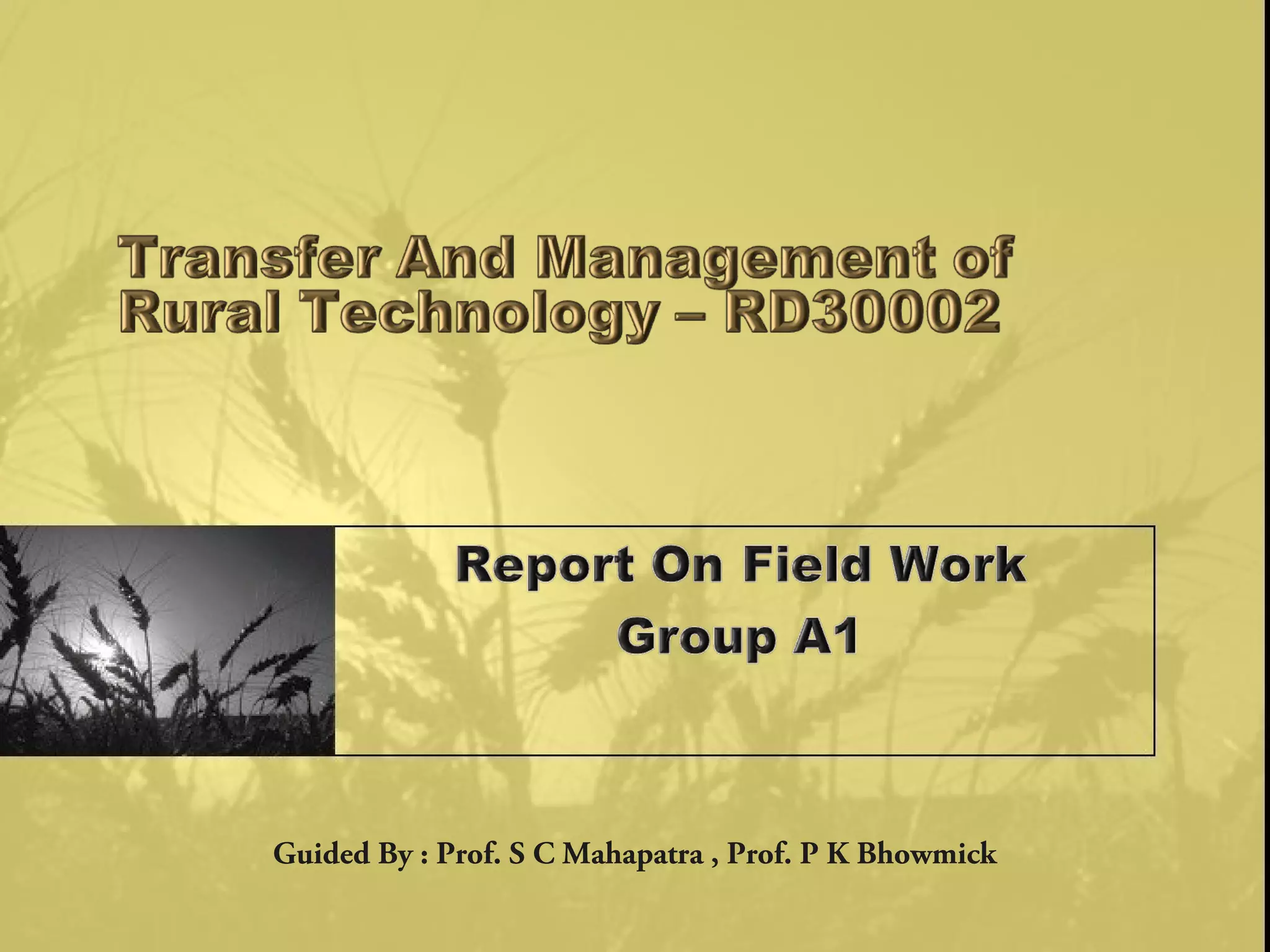 Transfer and Management of Rural Technology | PPT