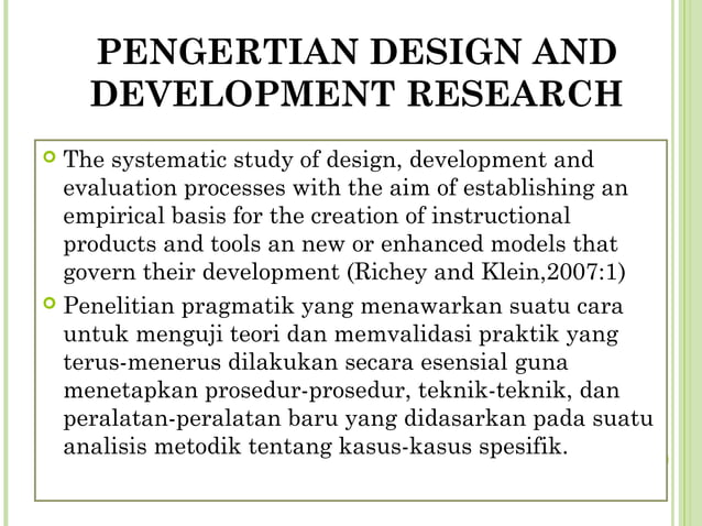 PPT DDR (Design and Development Research) and R&D (Research and ...