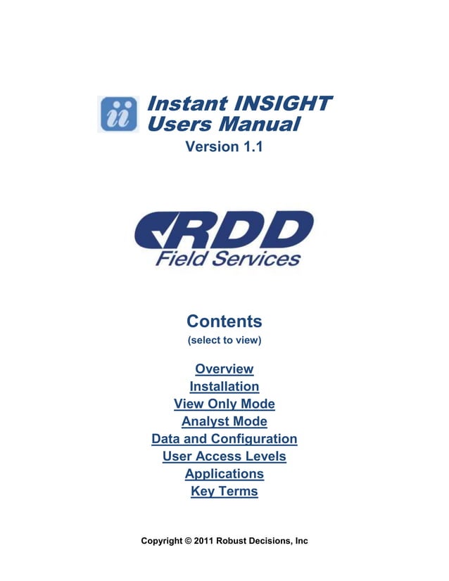 Rddfs instant insight user manual | PDF