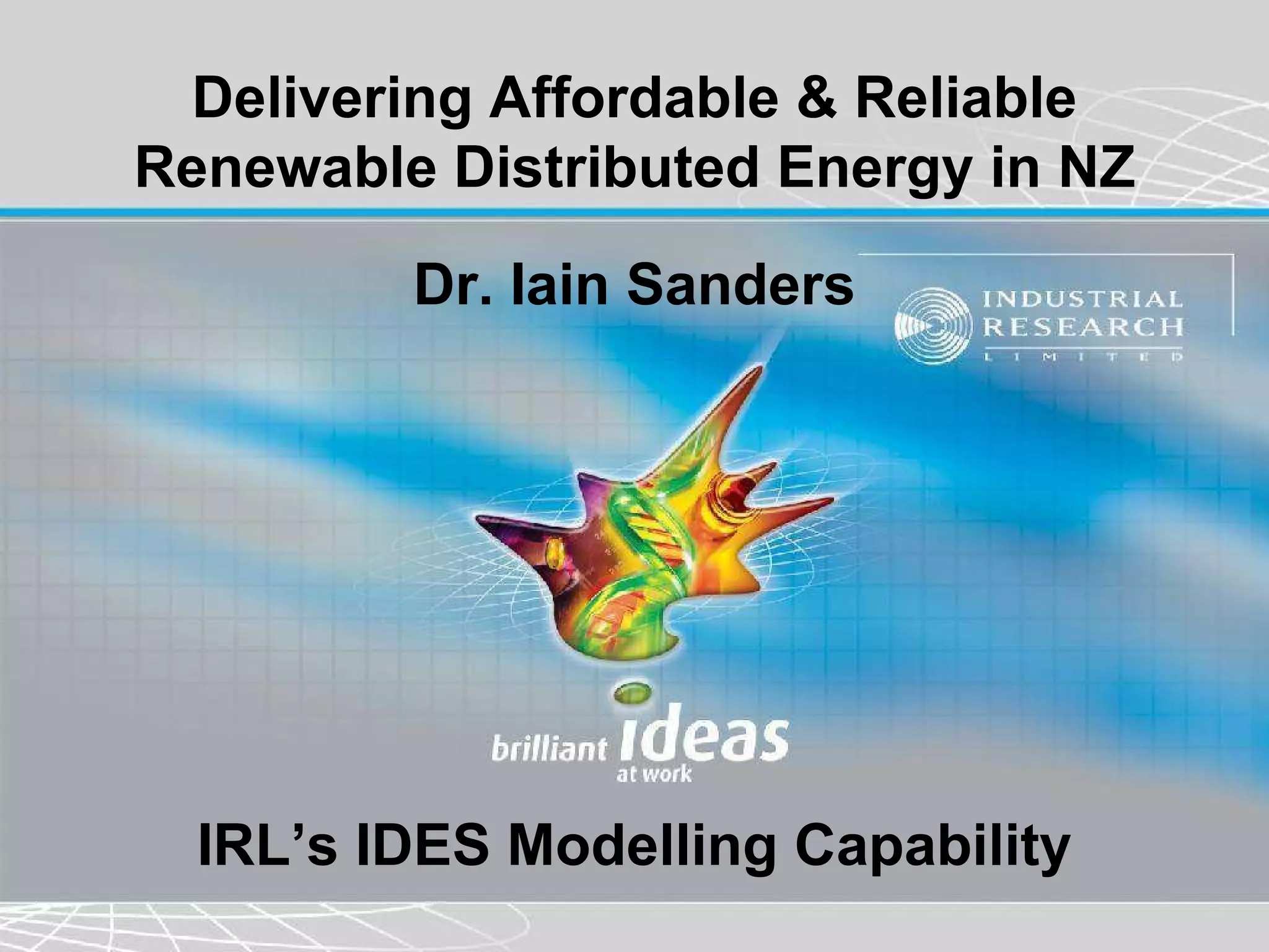Integrated Distributed Energy Systems (IDES) | PPT